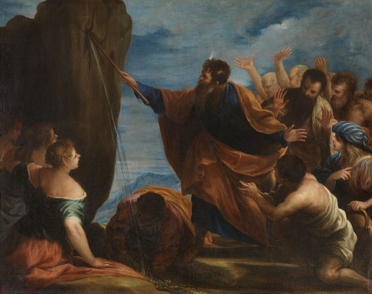 Moisés haciendo brotar el agua de la roca - Escalante, Juan Antonio ...